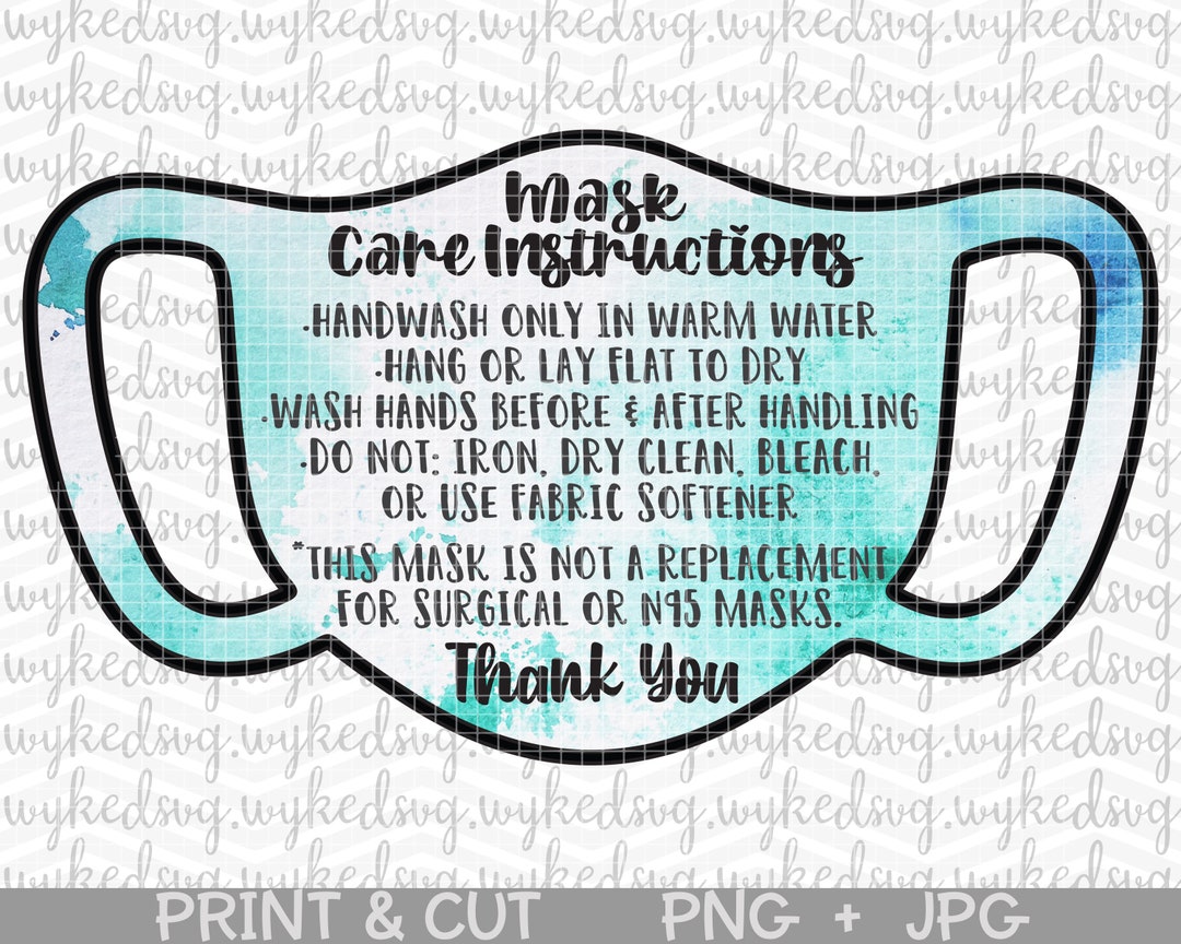 Mask Care Card Png, Print and Cut Mask Care Card Png, Face Mask Care ...