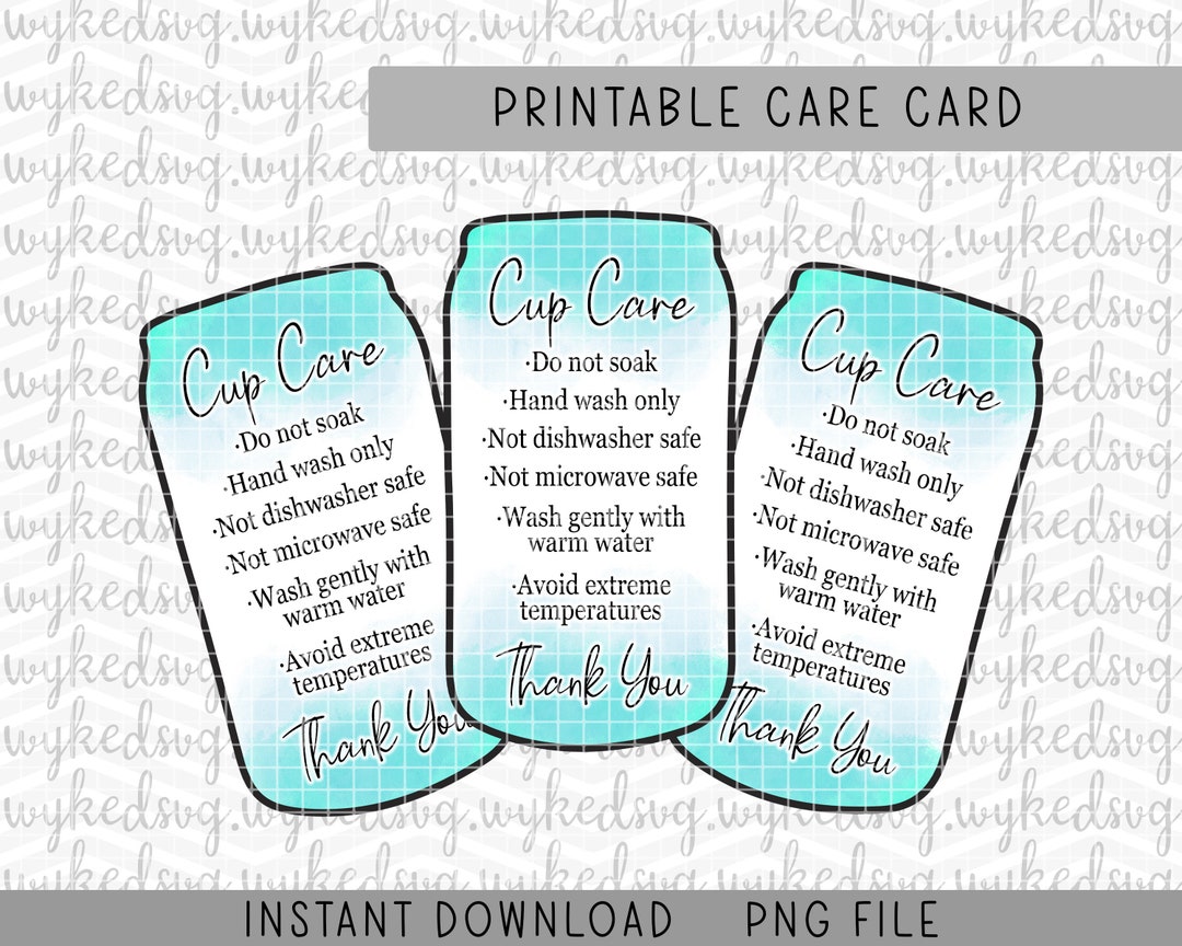 Glass Can Cup Care Card, Care Card Printable, Printable Care ...