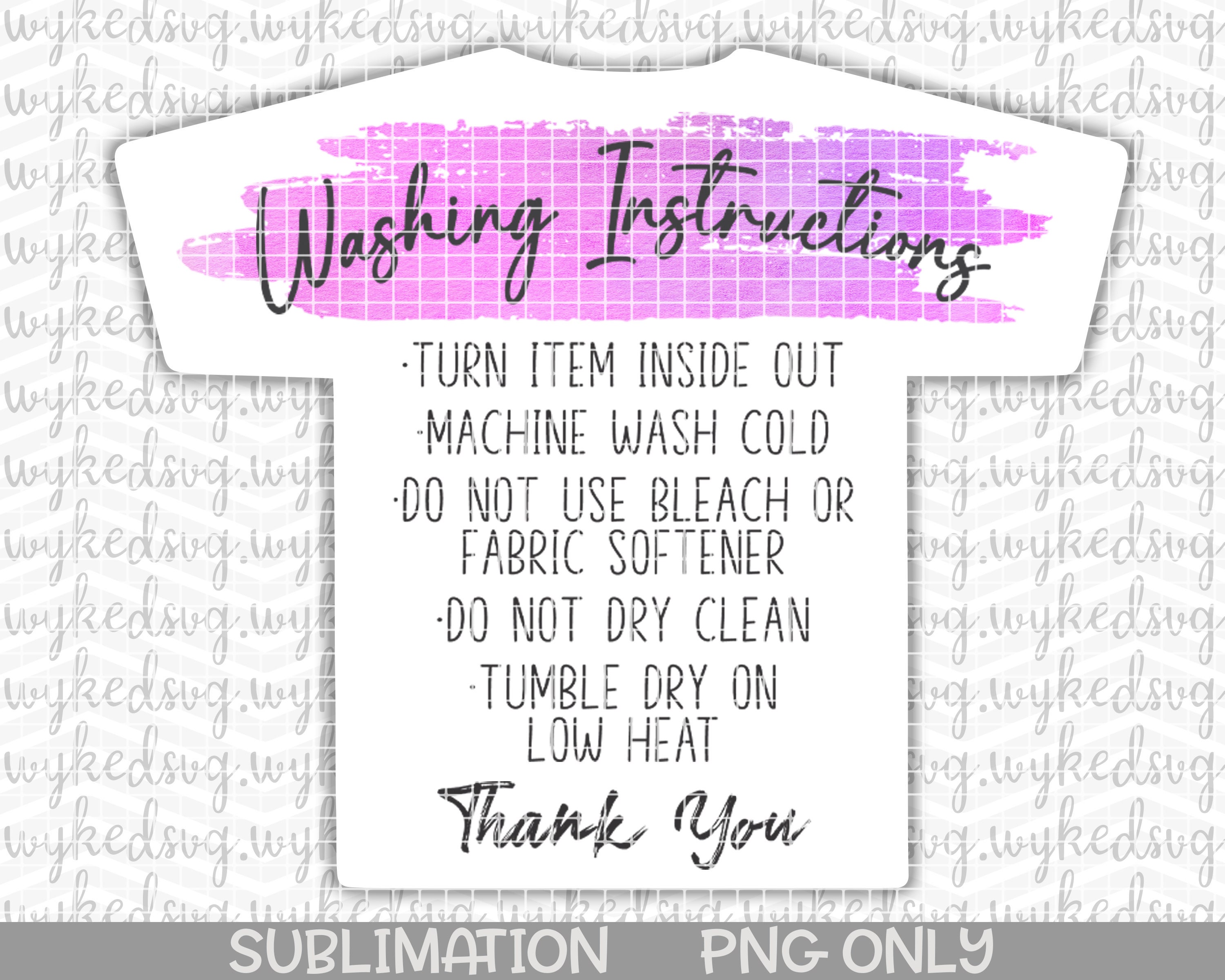 Shirt Care Card Png Printable Care Cards Apparel Care Card - Etsy Canada
