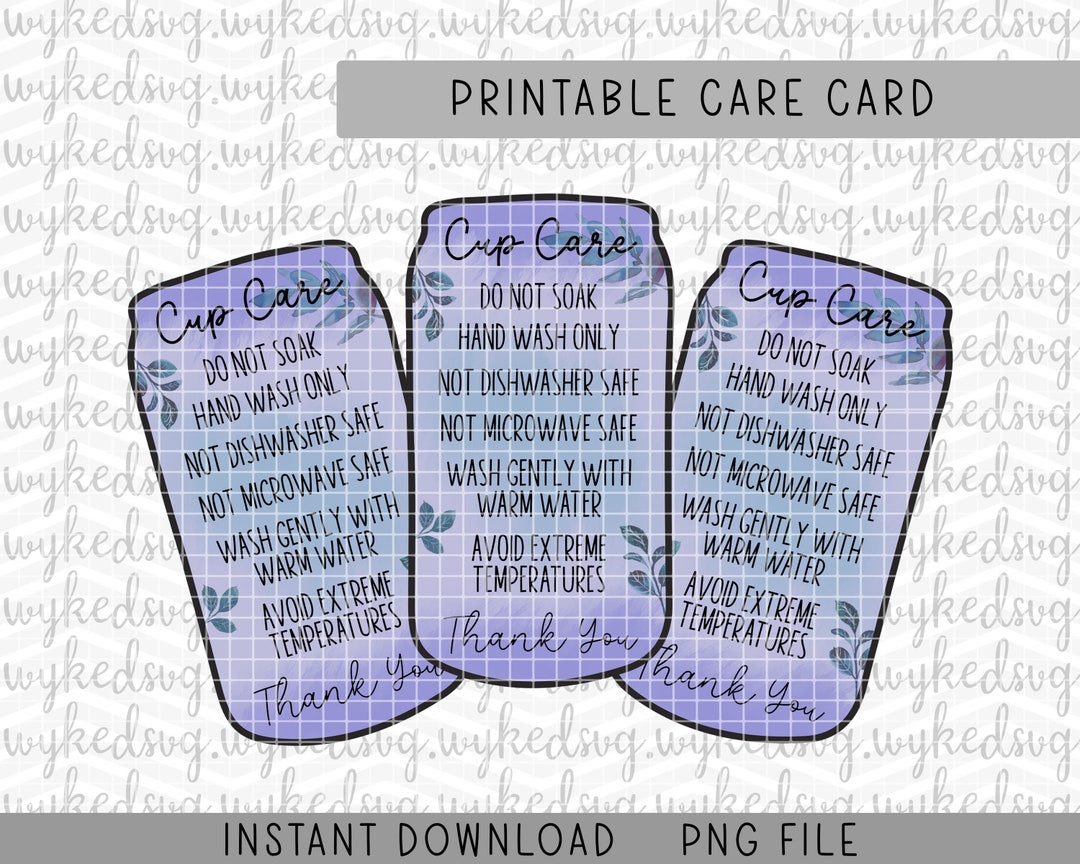 Glass Can Cup Care Card, Care Card Printable, Printable Care ...