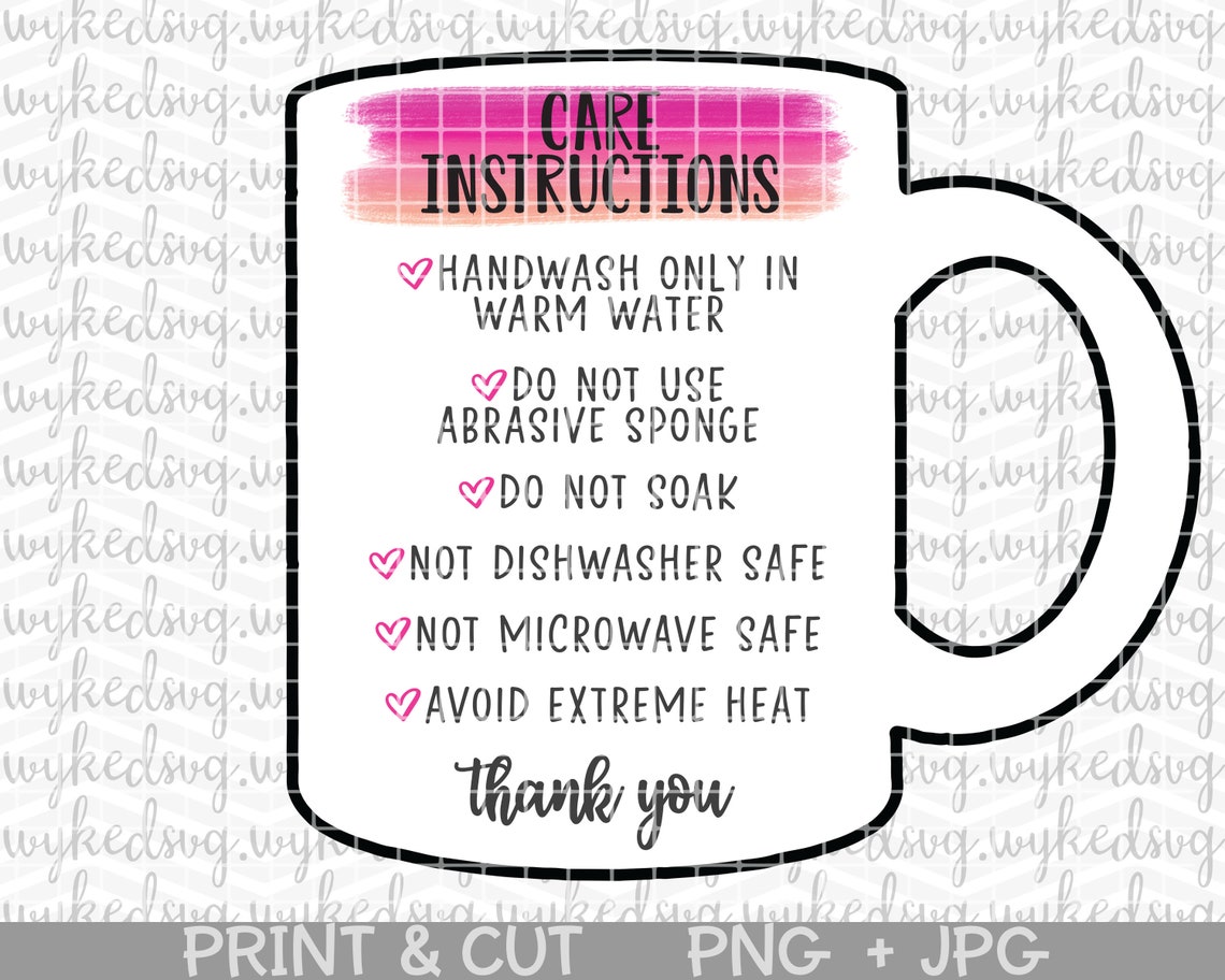 Mug Care Card Png Print and Cut Care Card Brush Stroke Png | Etsy