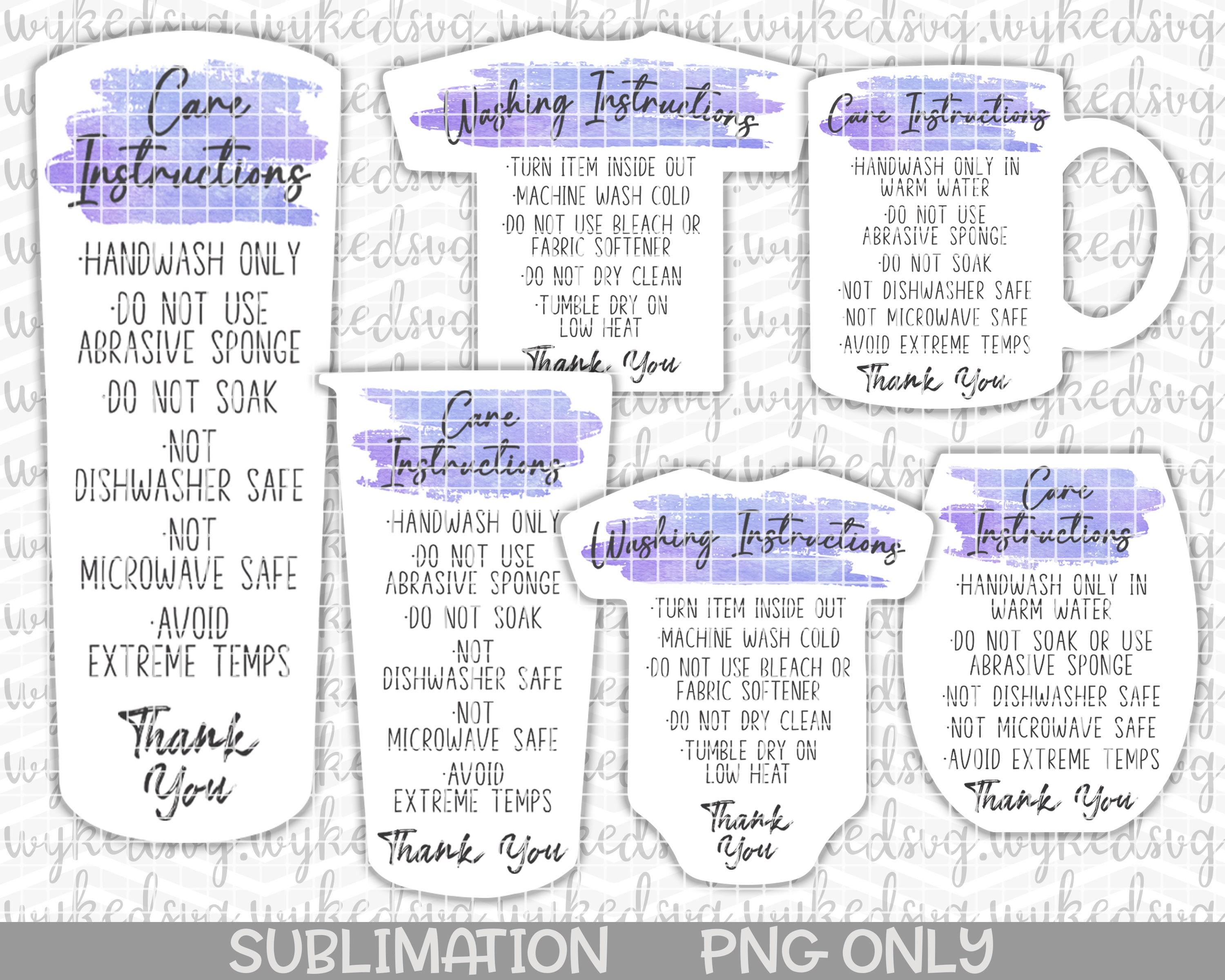 Printable Care Card Care Card Png Tumbler Care Card - Etsy