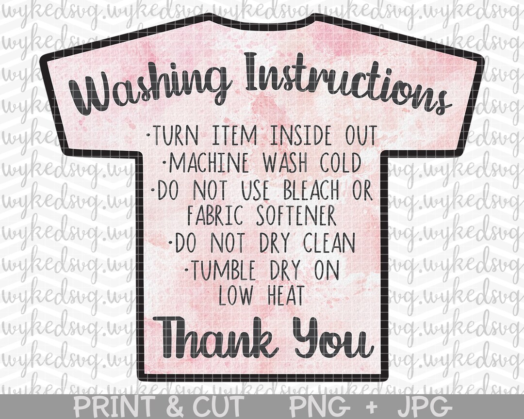 T-shirt Care Card Png, Print and Cut Shirt Care Card Png, Shirt Care ...