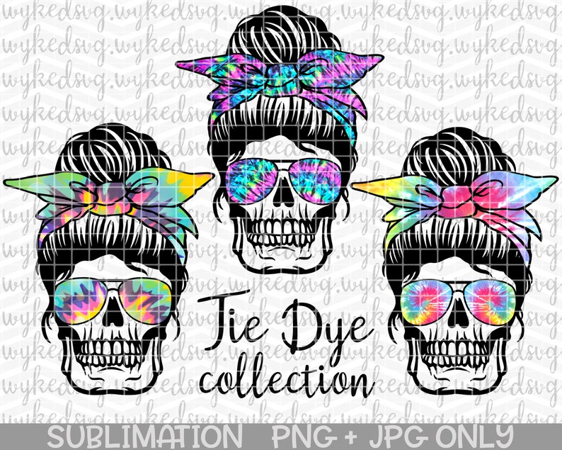 Bundle Tie Dye Bandana Skull Sublimation Download Mom Skull Etsy