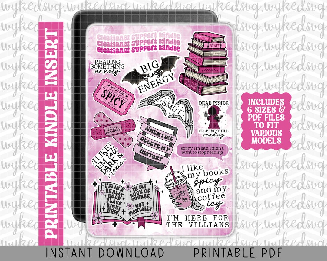 Digital Kindle Insert Design, Insert for Clear Kindle Case, Bookish ...