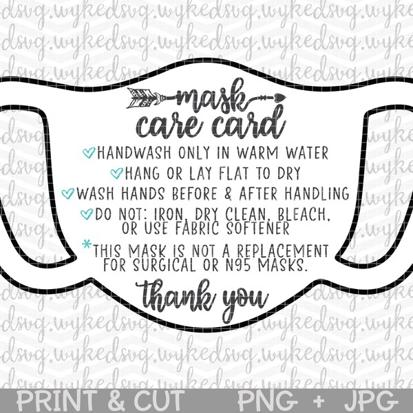 Mask Care Card - Etsy