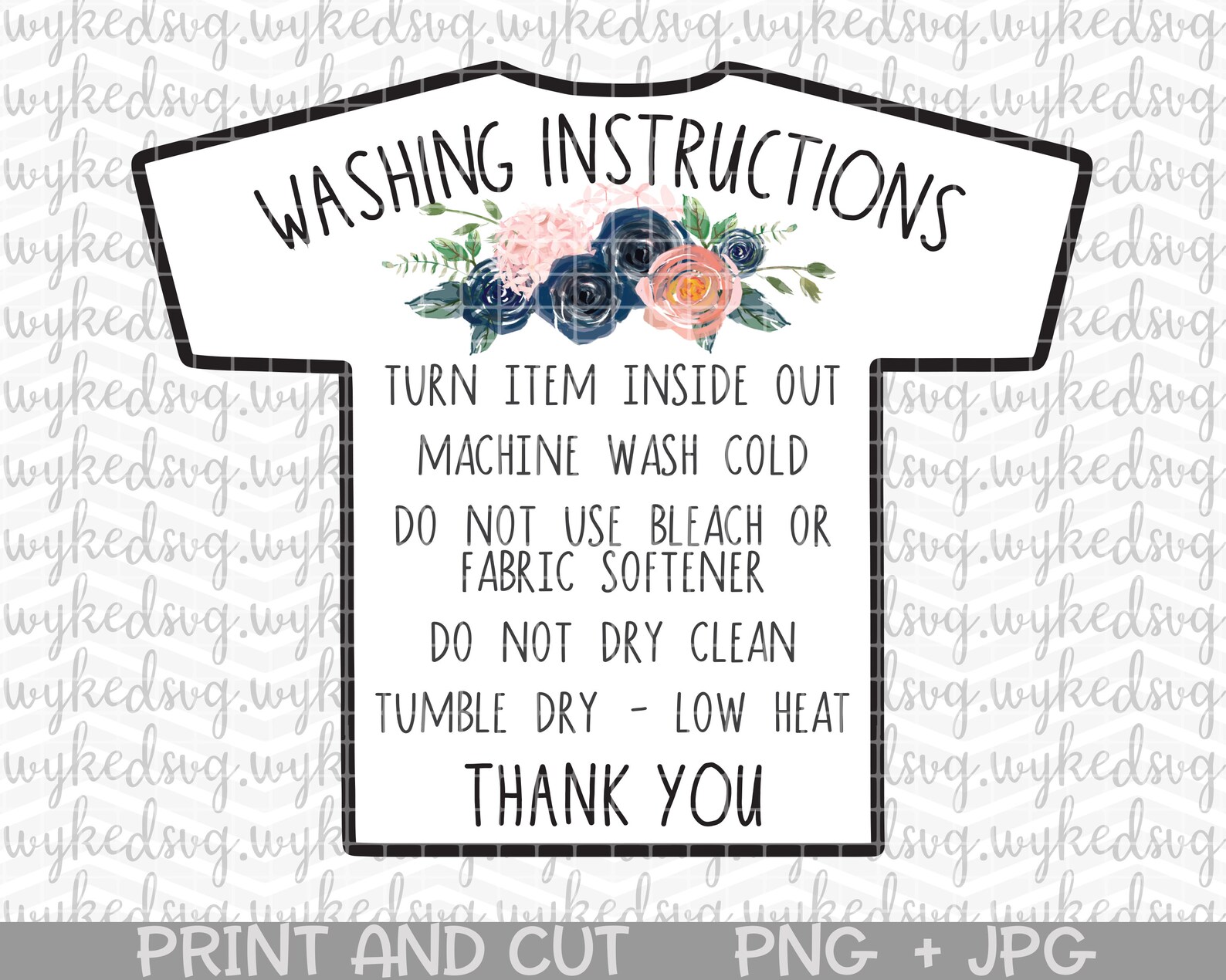 T-shirt Care Card Png, Print and Cut Shirt Care Card Png, Shirt Care ...