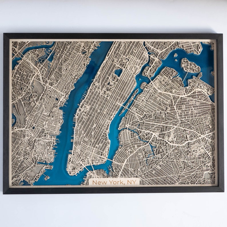 New York Wall Art Wood Map - Etsy