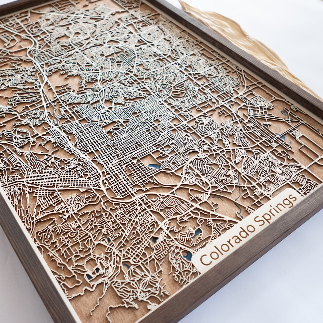 Colorado Springs Wood Map | Wood and Epoxy - Etsy