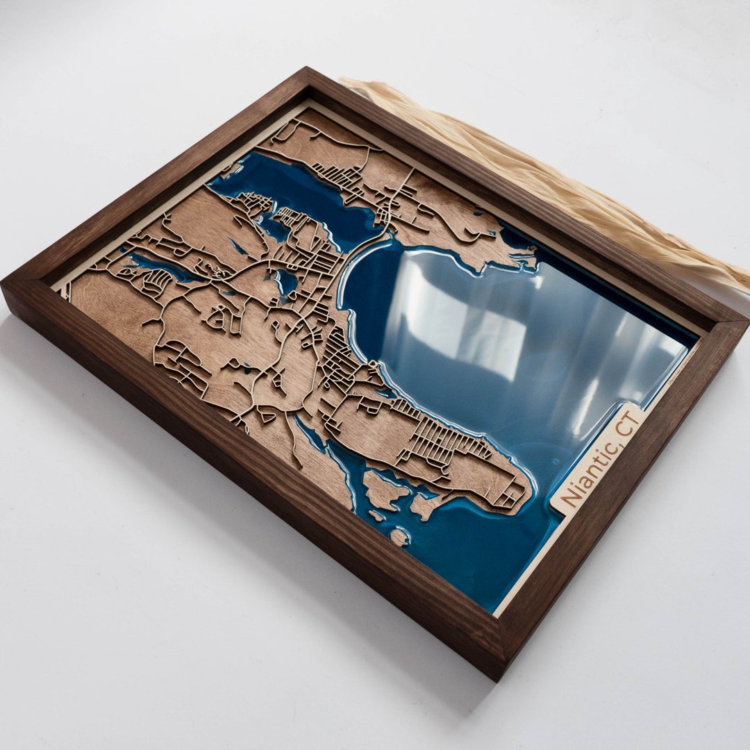 Niantic Map Wood and Epoxy - Etsy