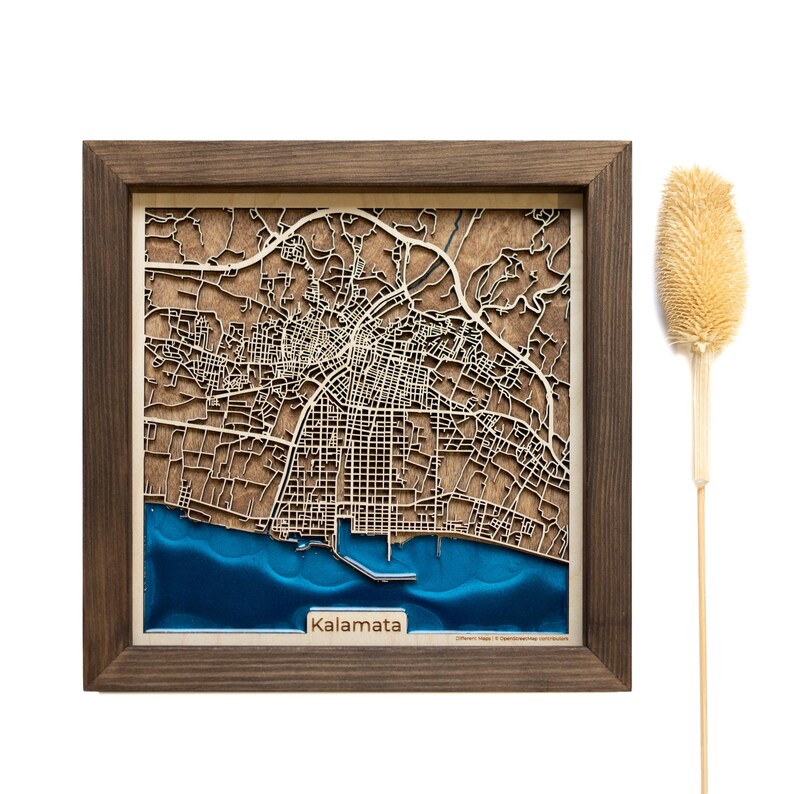Kalamata Map | Wood and Epoxy - Etsy