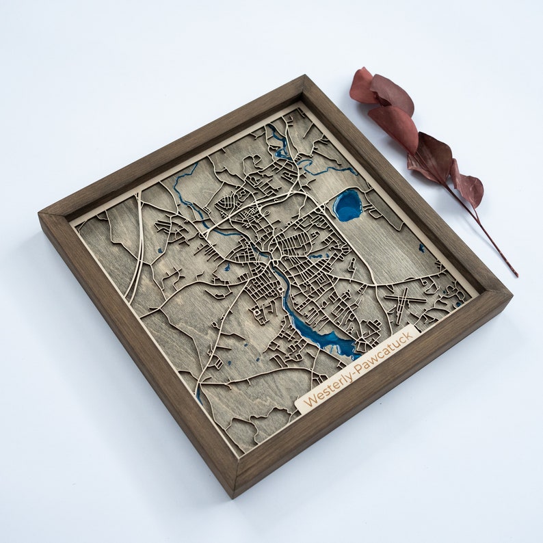 Westerly-pawcatuck Map Wood and Epoxy - Etsy