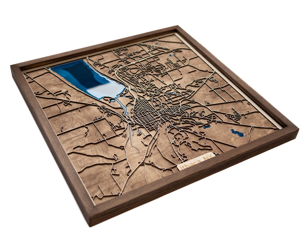 Ithaca Map | Wood and Epoxy - Etsy