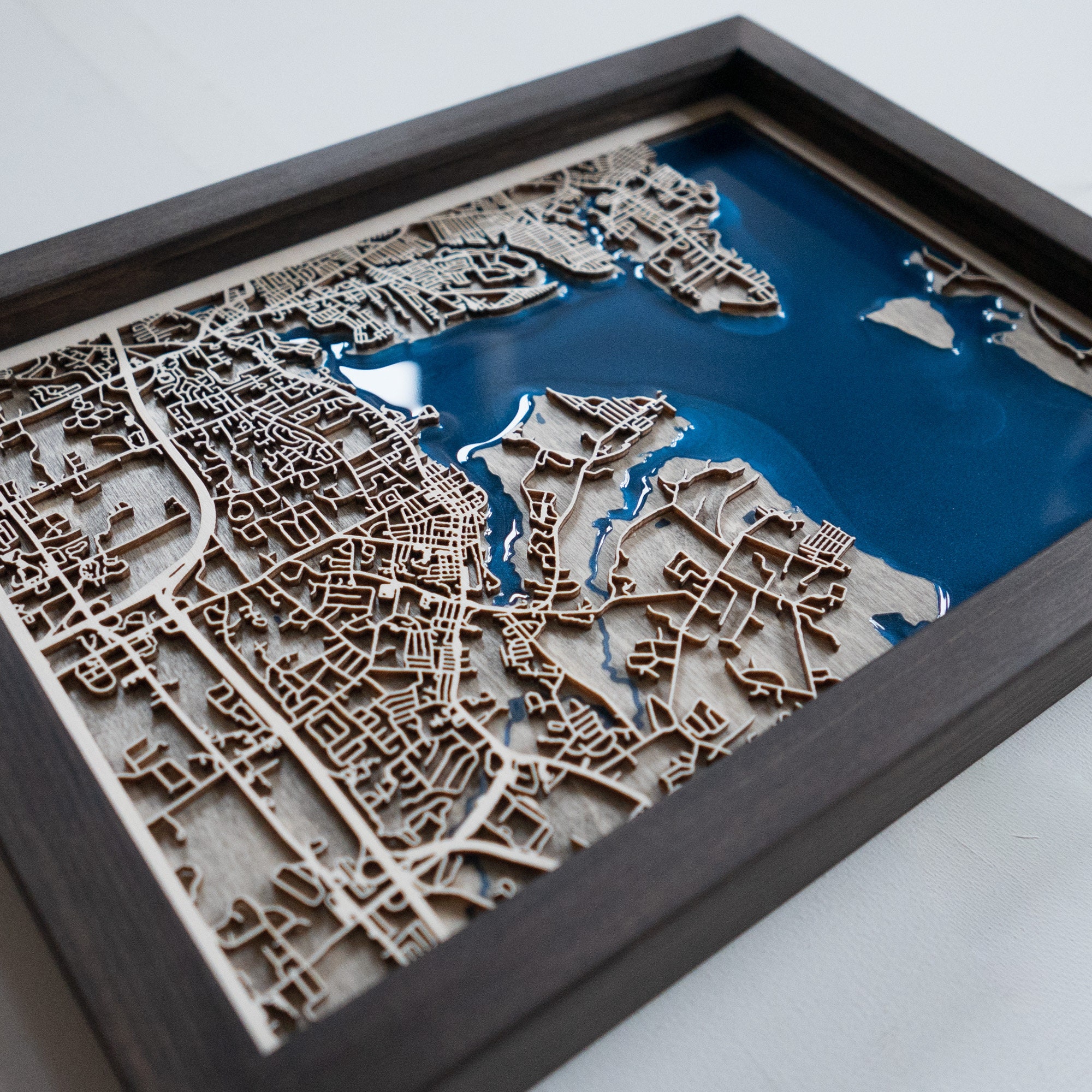 Wooden Map With Epoxy Resin Unique Personalized Gift for - Etsy Denmark