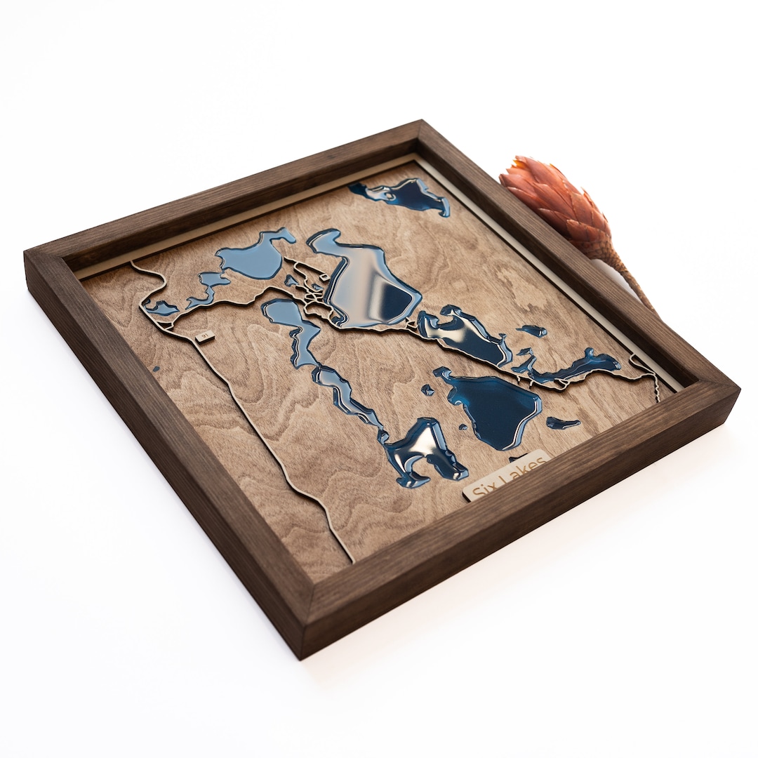 Six Lakes Map | Wood and Epoxy - Etsy