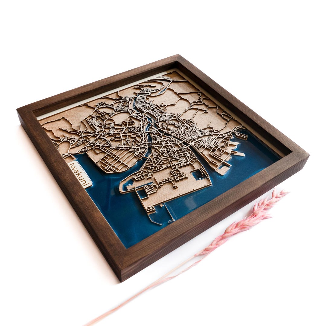 Iwakuni Map | Wood and Epoxy - Etsy