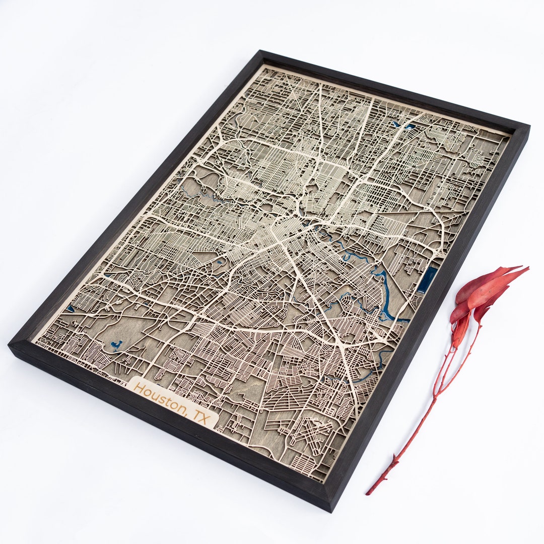 Houston Wood Map | Wood and Epoxy - Etsy