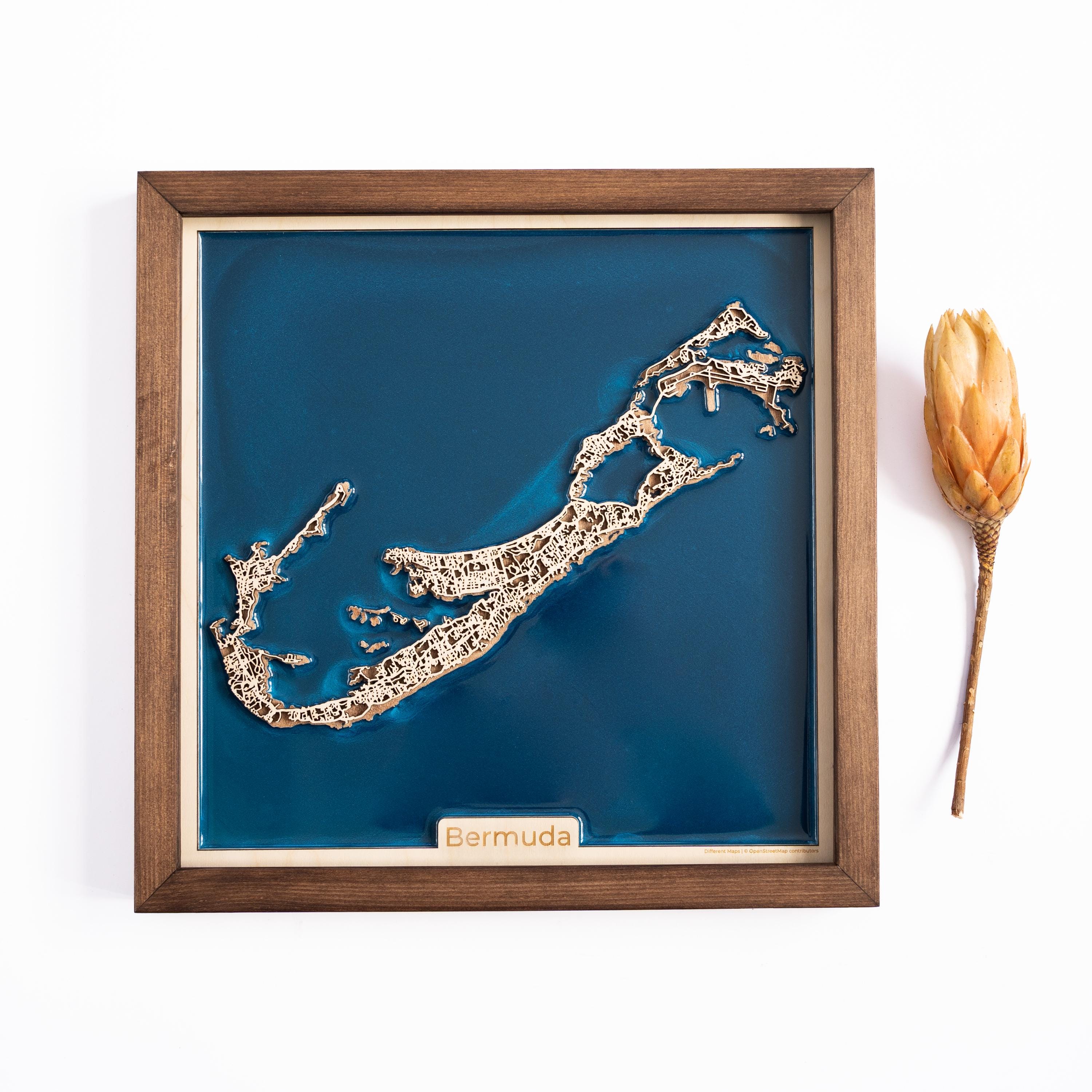 Bermuda Laser Cut Wood Map | Wood and Epoxy Resin - Etsy