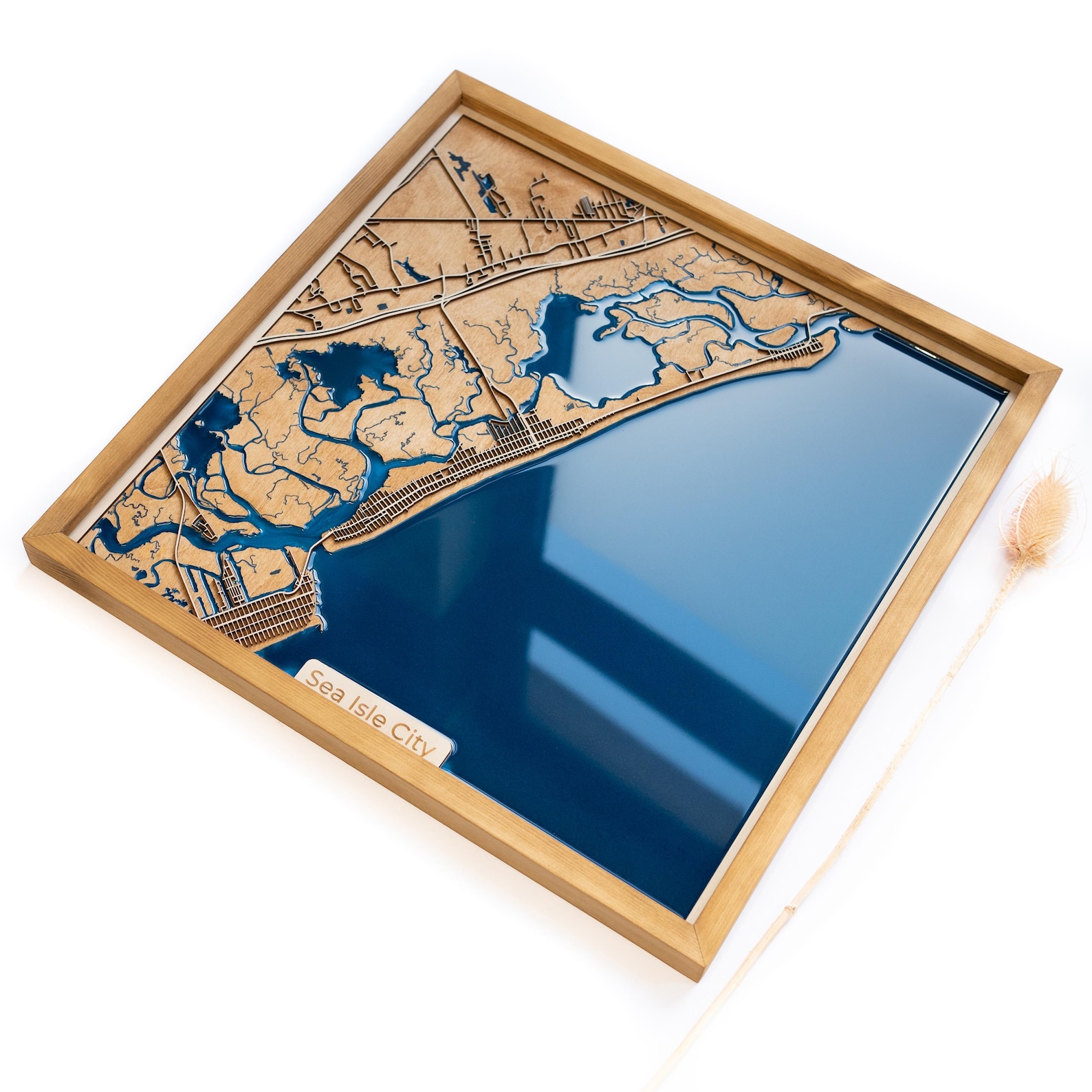 Sea Isle City Wood Map | Wood and Epoxy - Etsy