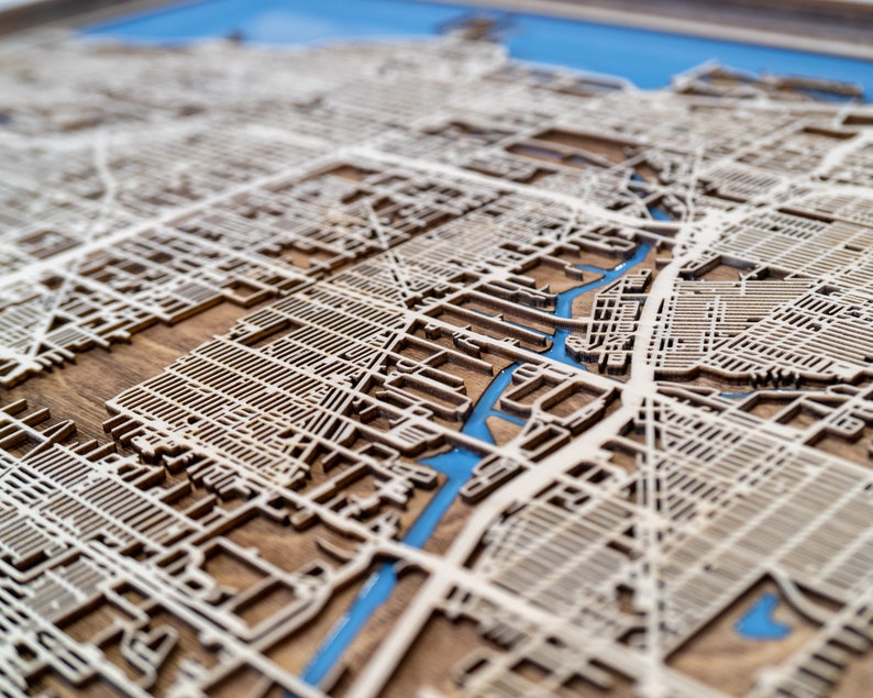 Chicago Wooden Map Unique Personalized Gift for | Etsy