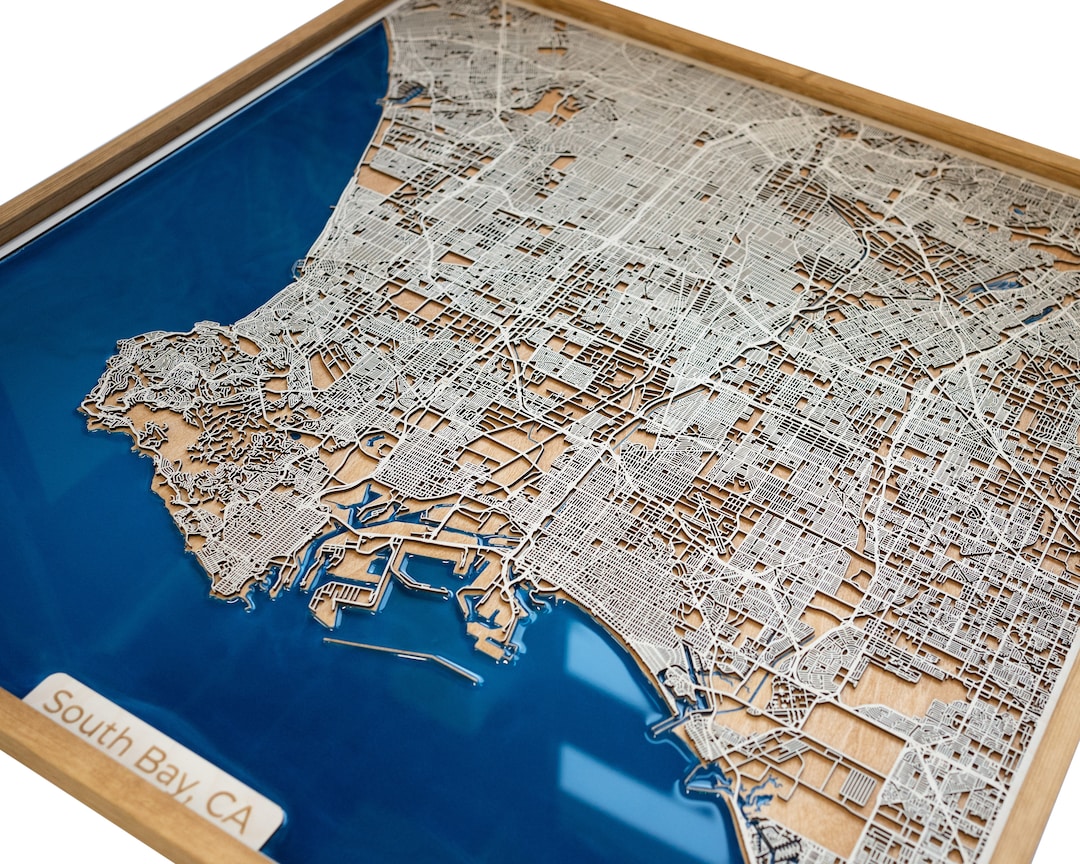 South Bay Map | Wood and Epoxy - Etsy