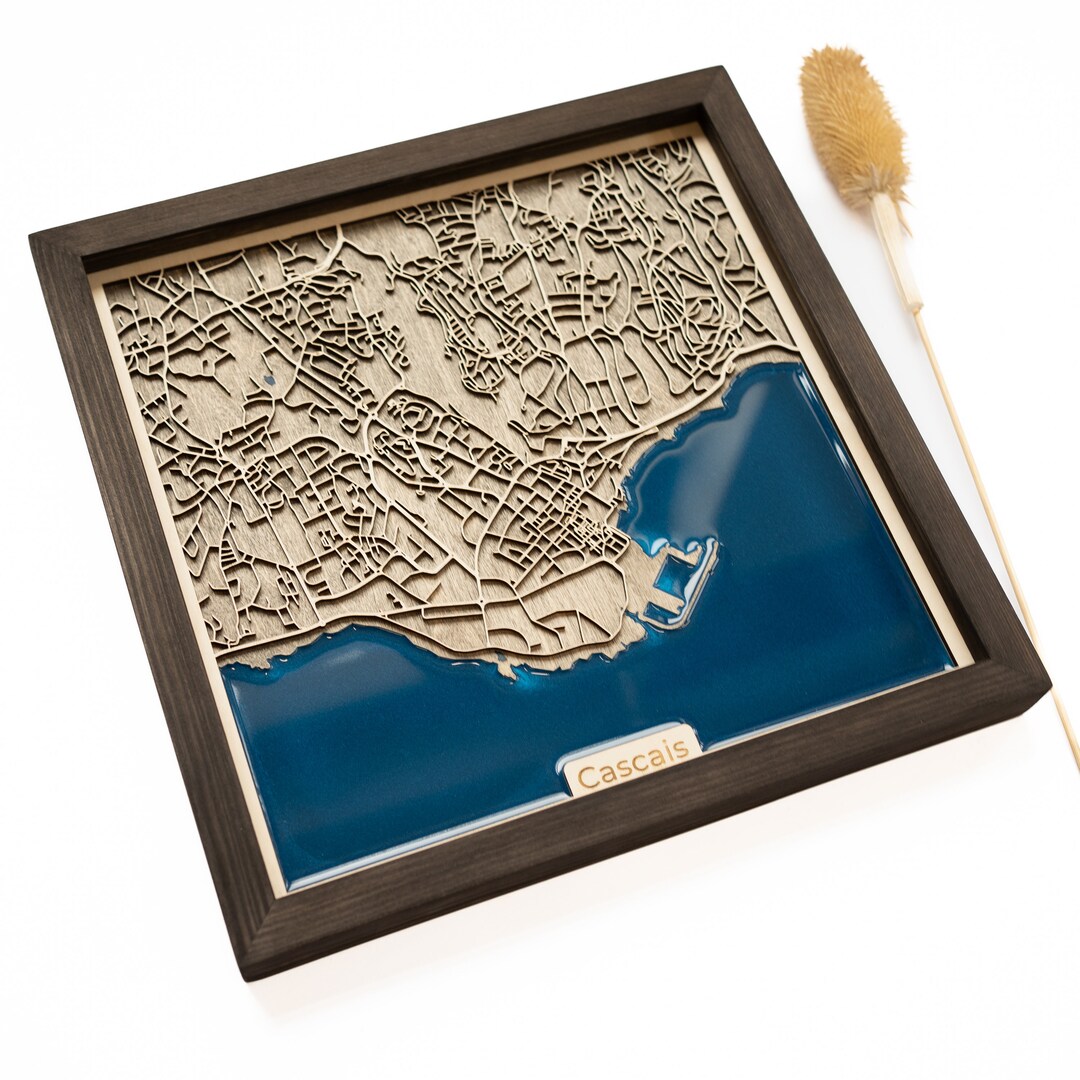 Cascais Map | Wood and Epoxy - Etsy