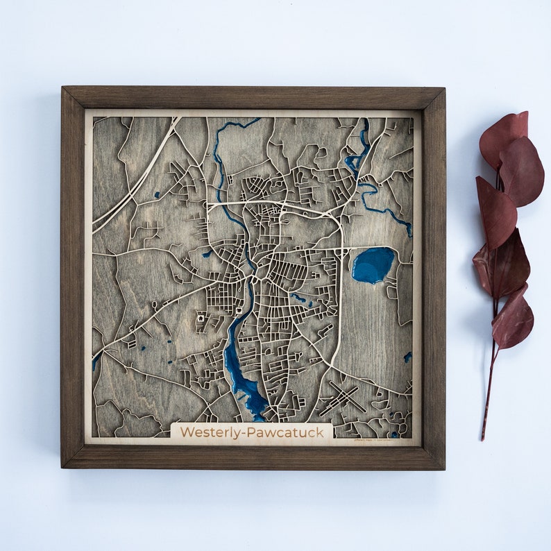 Westerly-pawcatuck Map Wood and Epoxy - Etsy