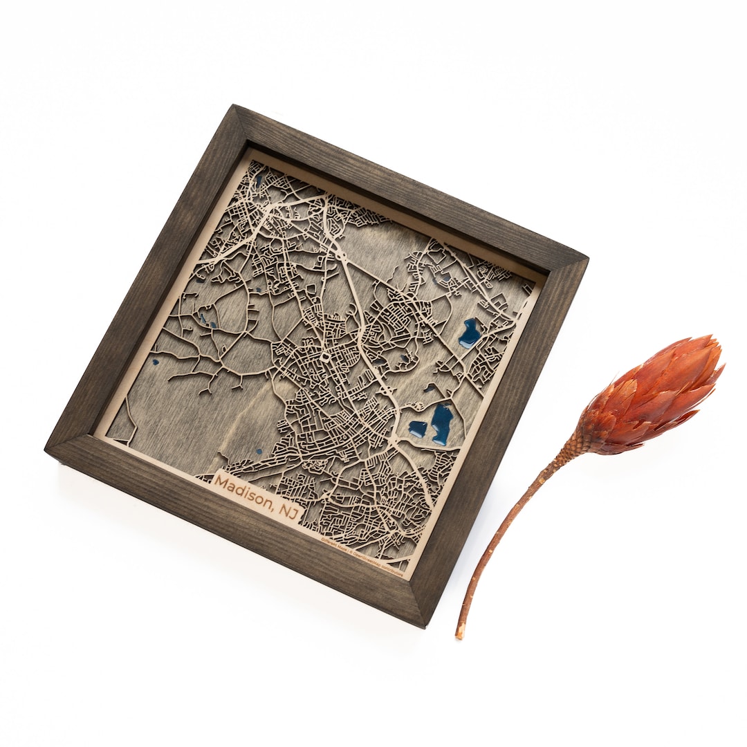 Madison, New Jersey Map | Wood and Epoxy - Etsy