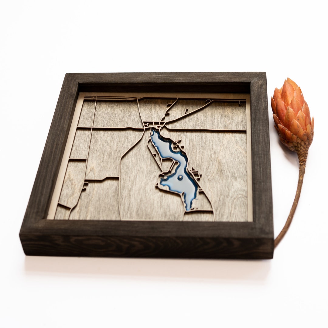 Findley Lake Map | Wood and Epoxy - Etsy