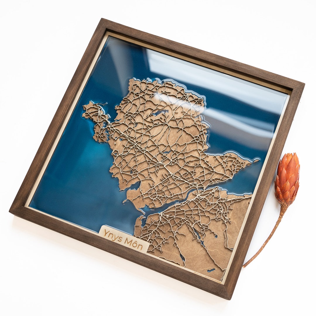 Ynys Môn Map | Wood Anniversary - Etsy UK