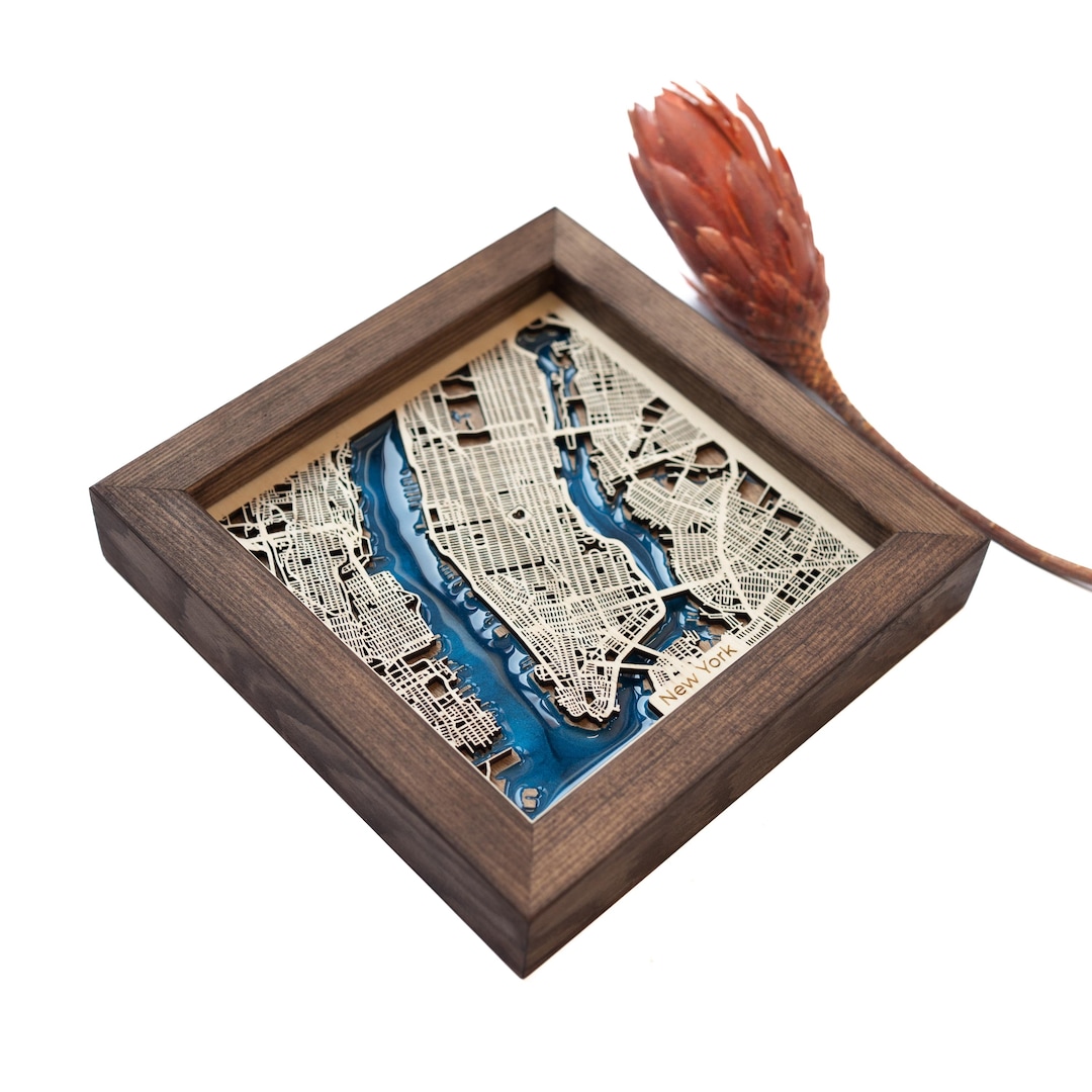 New York Wooden Map | Unique Personalized Gift for Housewarming 5th ...