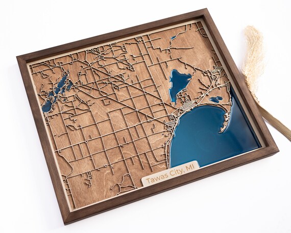 Tawas City Map Wood and Epoxy - Etsy