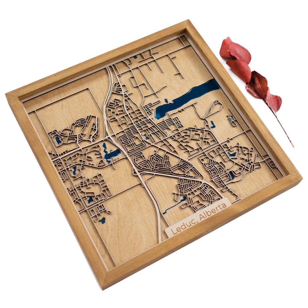 Leduc Map | Wood and Epoxy - Etsy