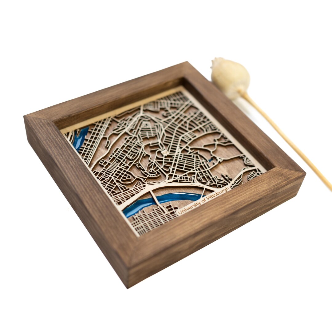 University of Pittsburgh Map | Wood and Epoxy - Etsy