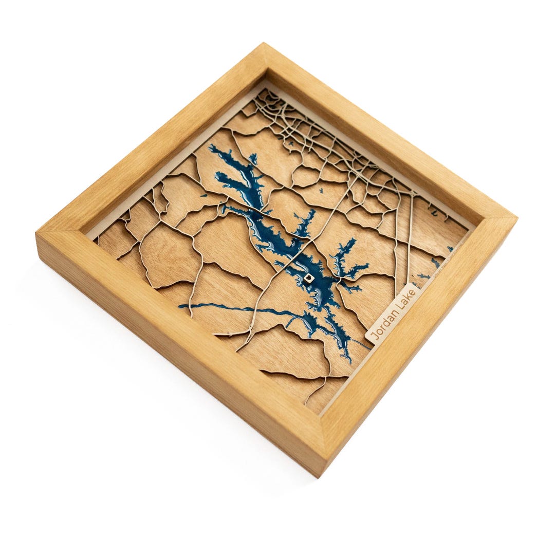 Jordan Lake Map | Wood and Epoxy - Etsy