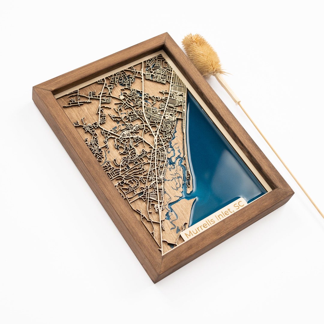 Murrells Inlet Map | Wood and Epoxy - Etsy