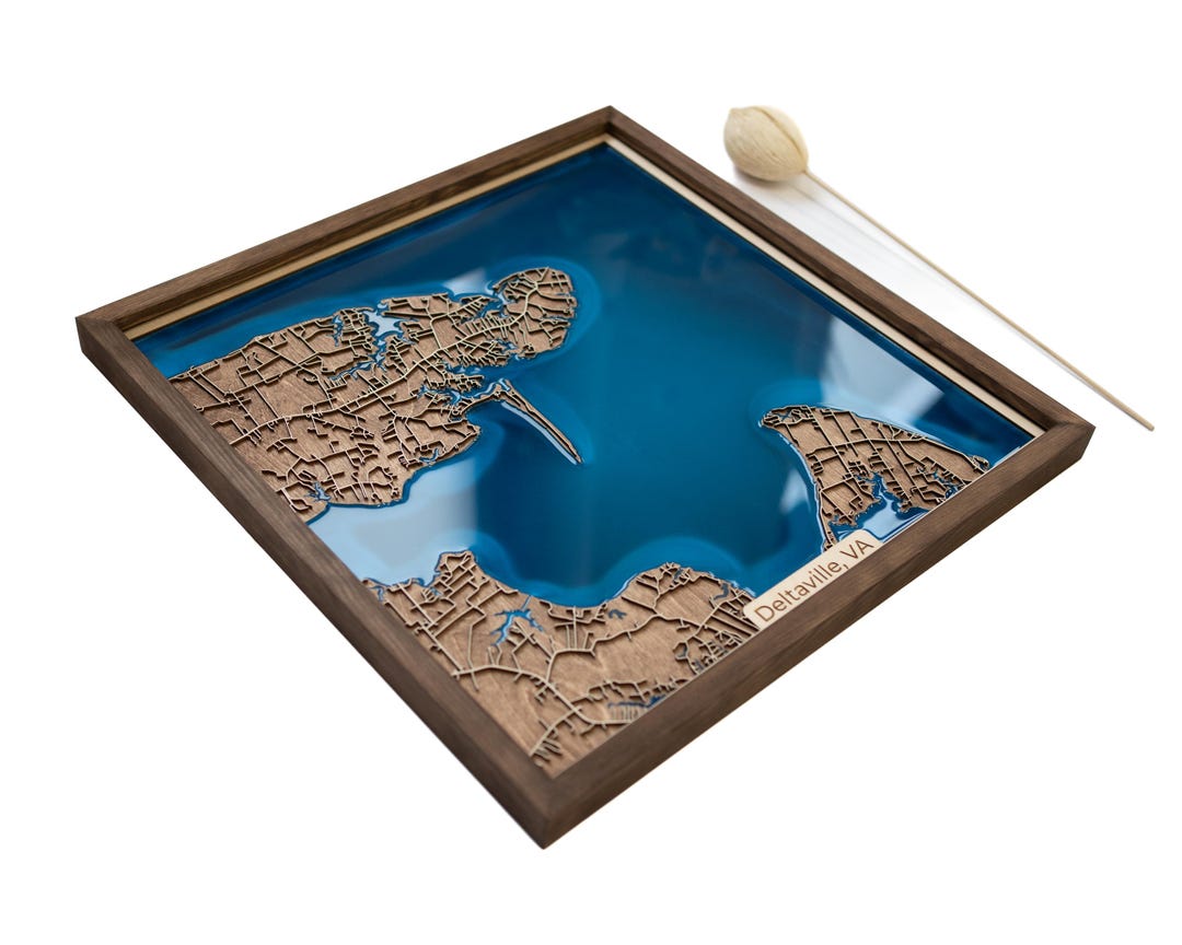 Deltaville Map | Wood and Epoxy - Etsy