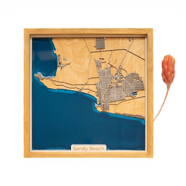 Sandy Beach Map | Wood and Epoxy - Etsy