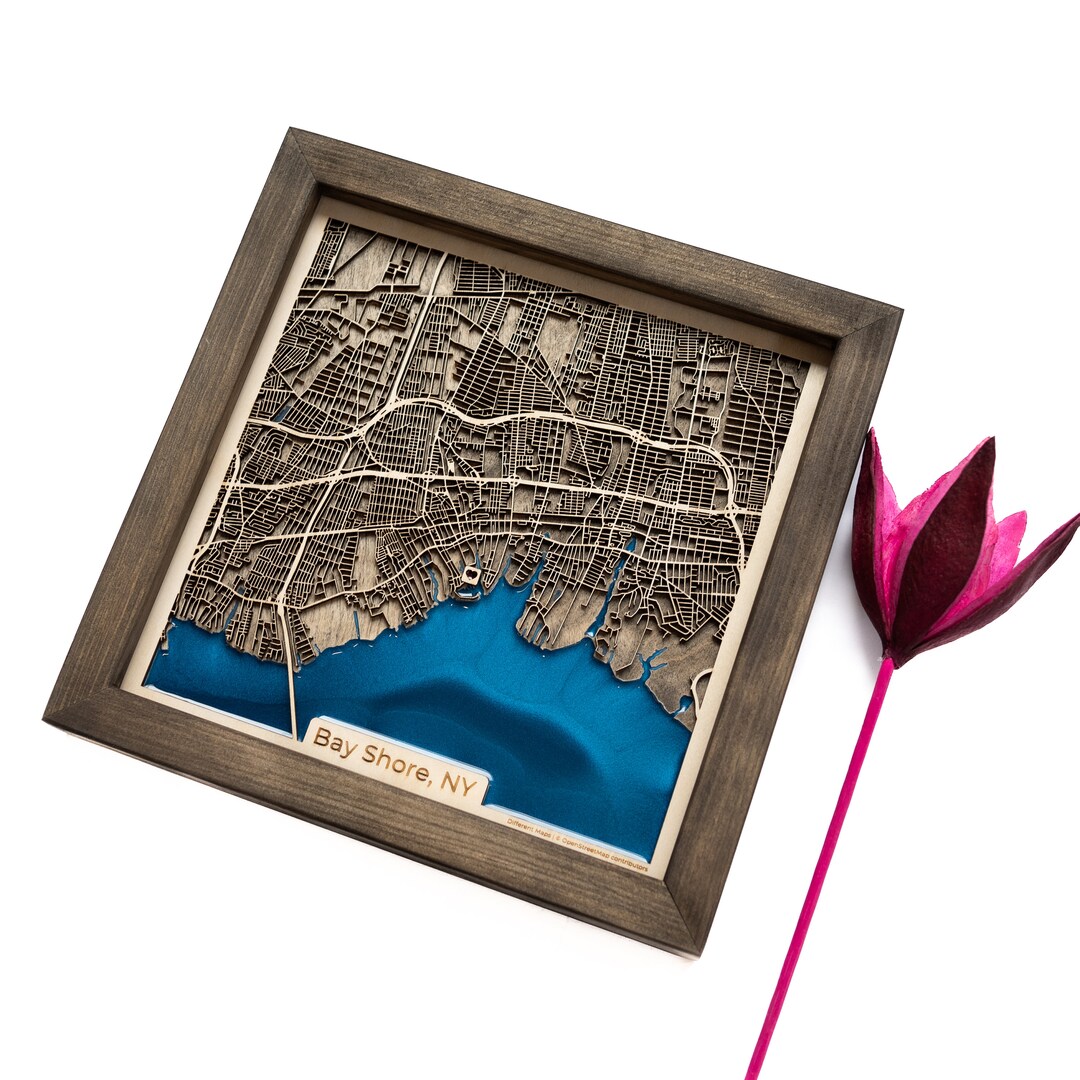 Bay Shore Map | Wood and Epoxy - Etsy