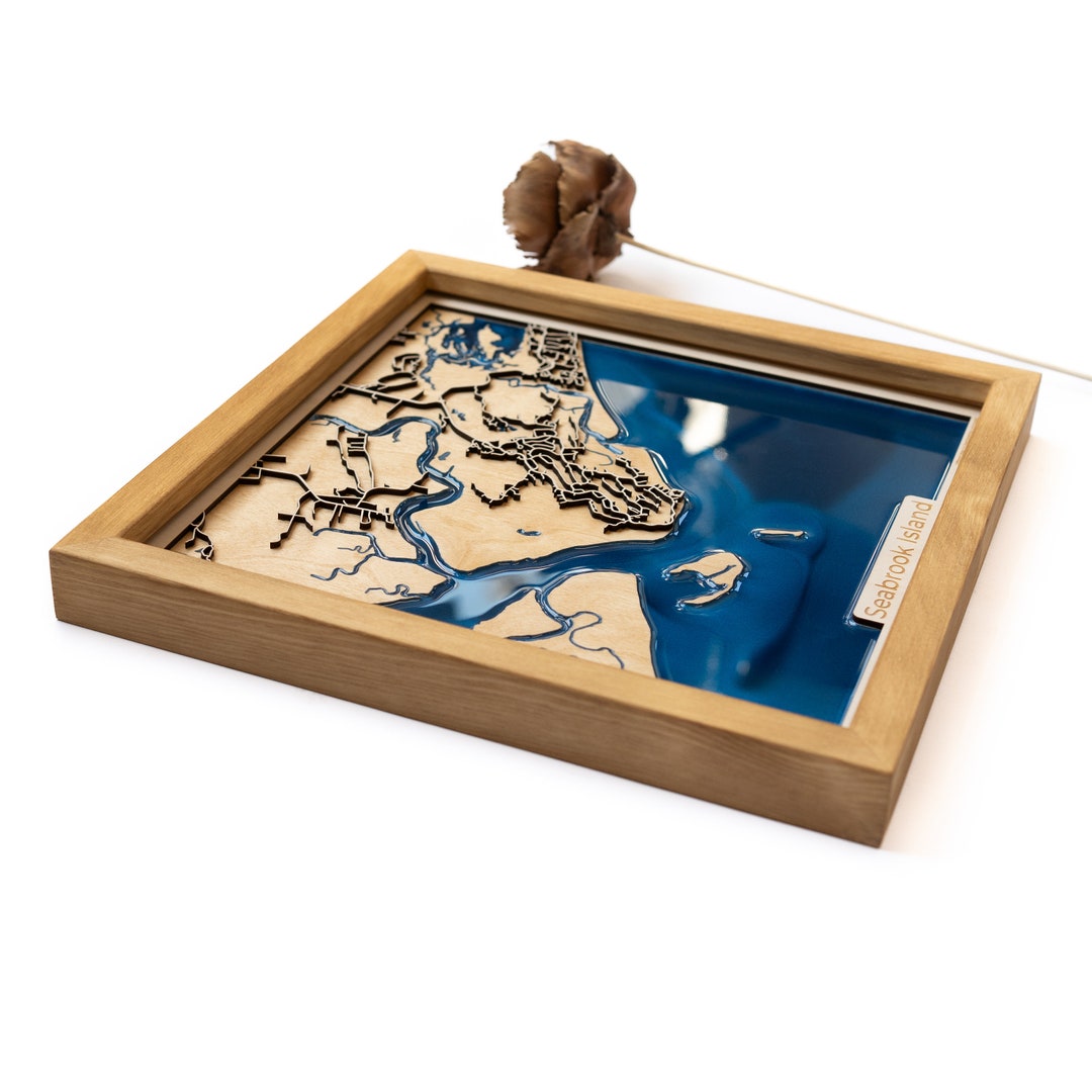 Seabrook Island Map | Wood and Epoxy - Etsy