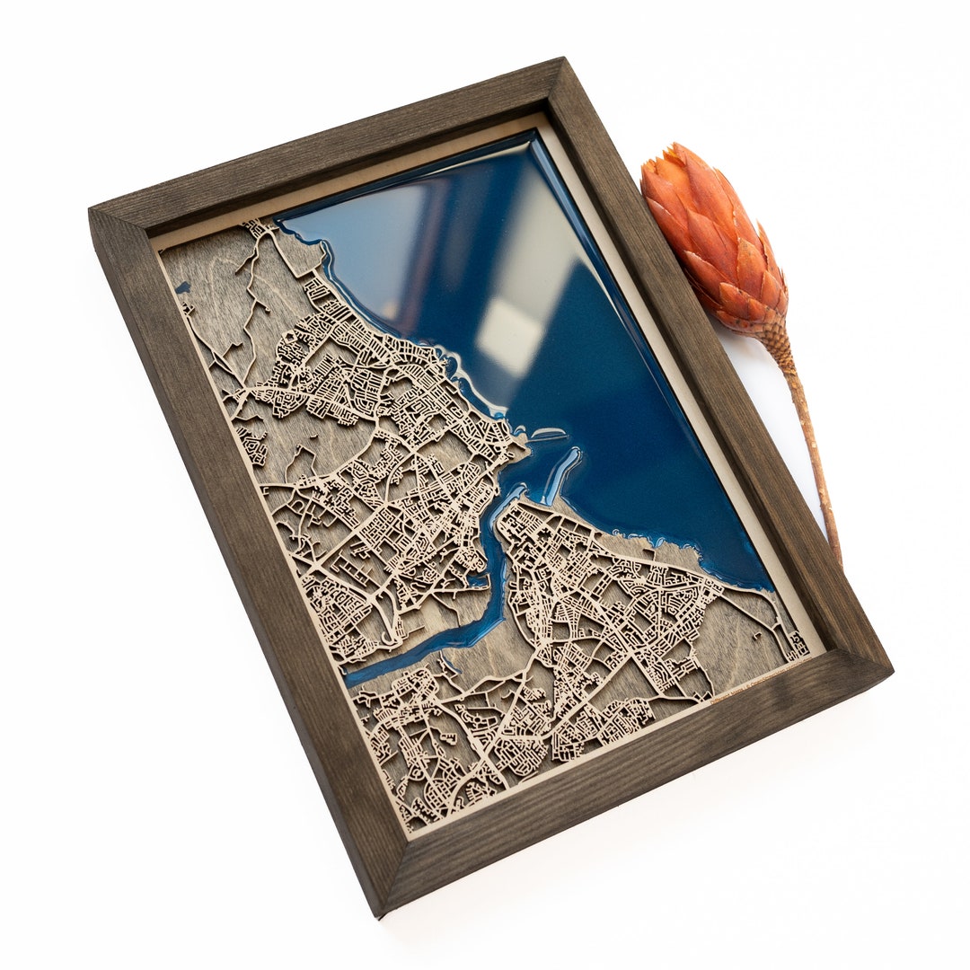 Whitley Bay Map | Wood and Epoxy - Etsy