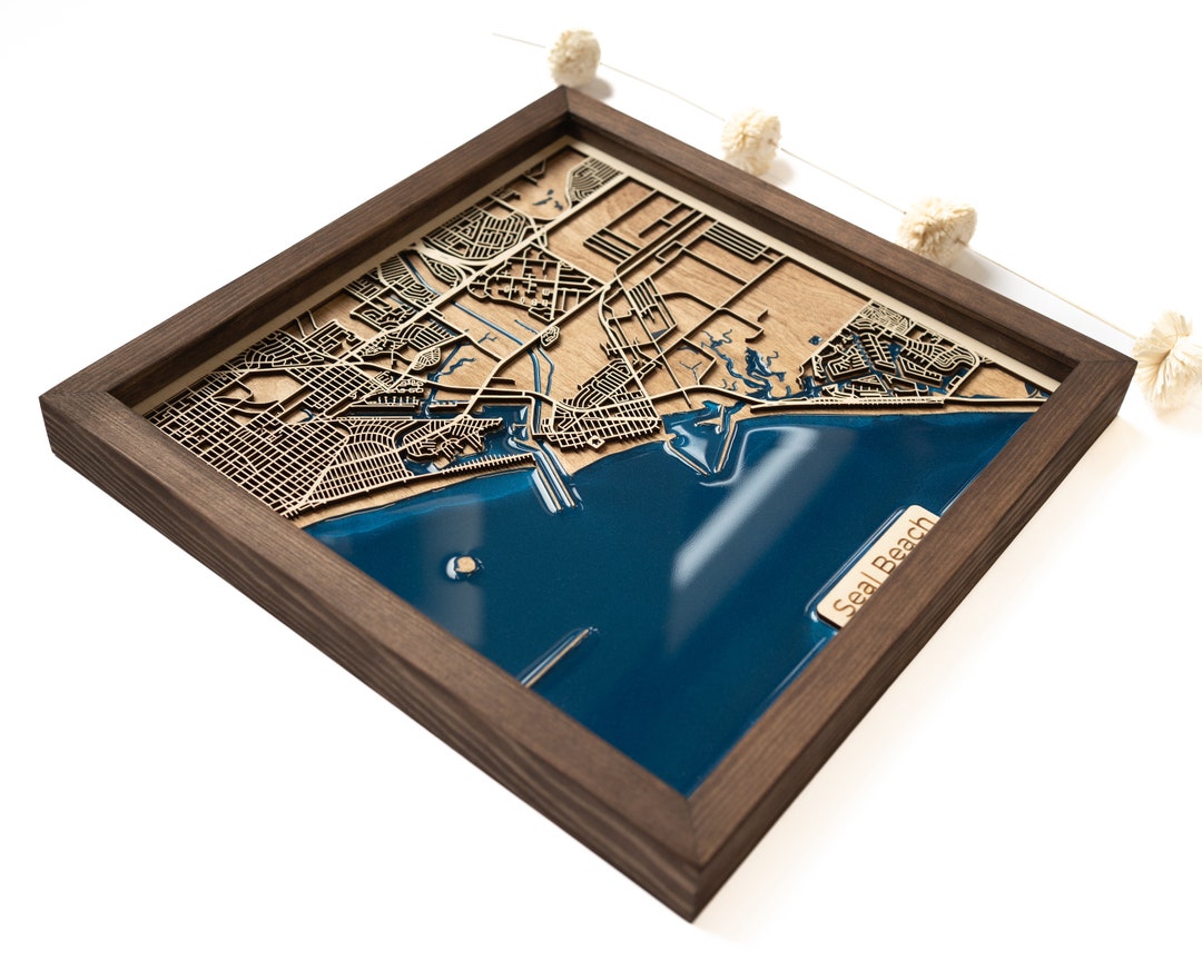 Seal Beach Map | Wood and Epoxy - Etsy