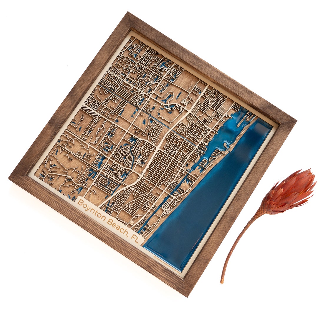 Boynton Beach Map | Wood and Epoxy - Etsy
