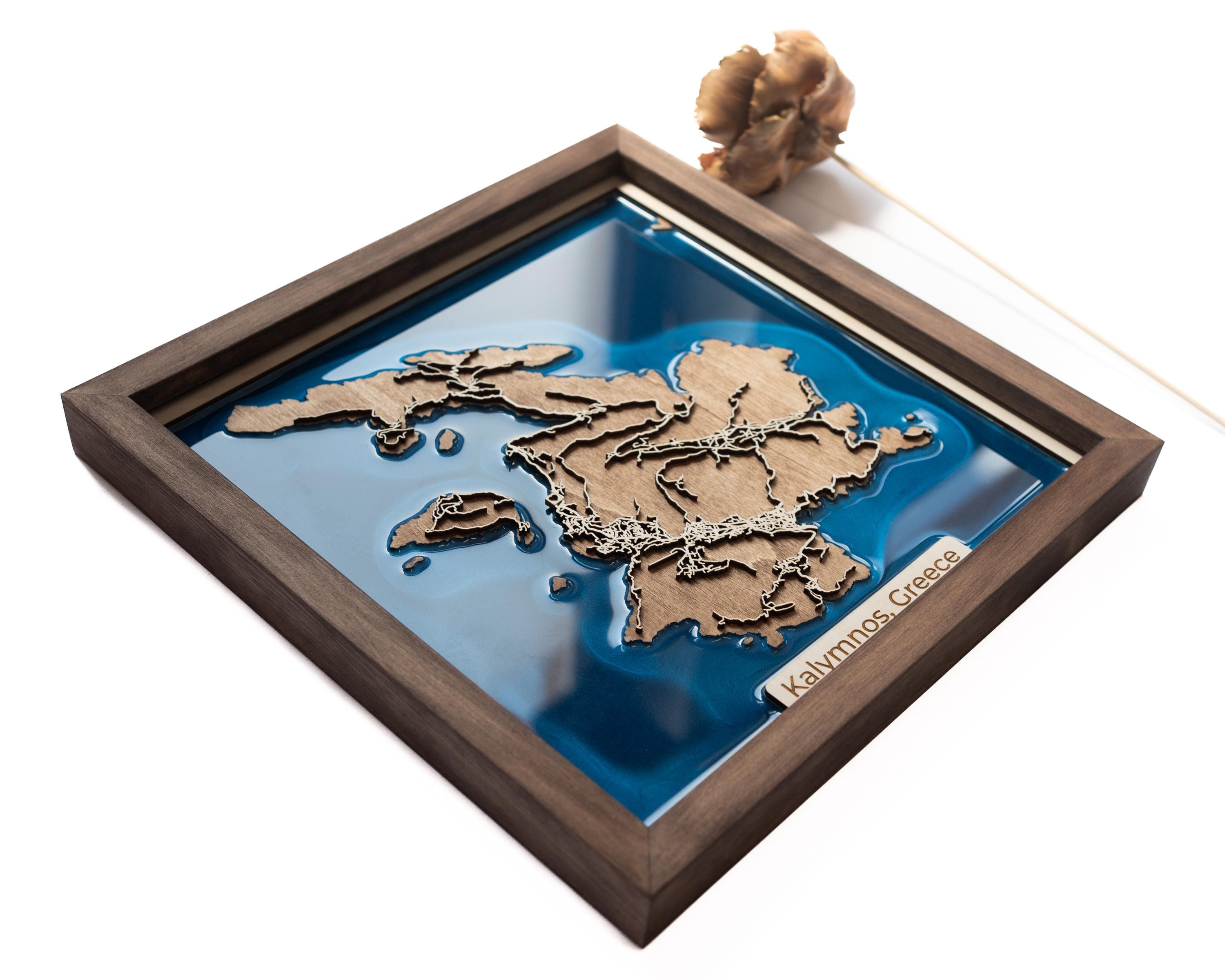 Kalymnos Map | Wood and Epoxy - Etsy