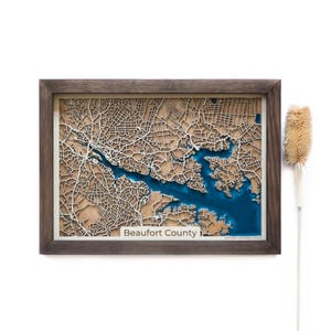 Beaufort County Map | Wood and Epoxy - Etsy