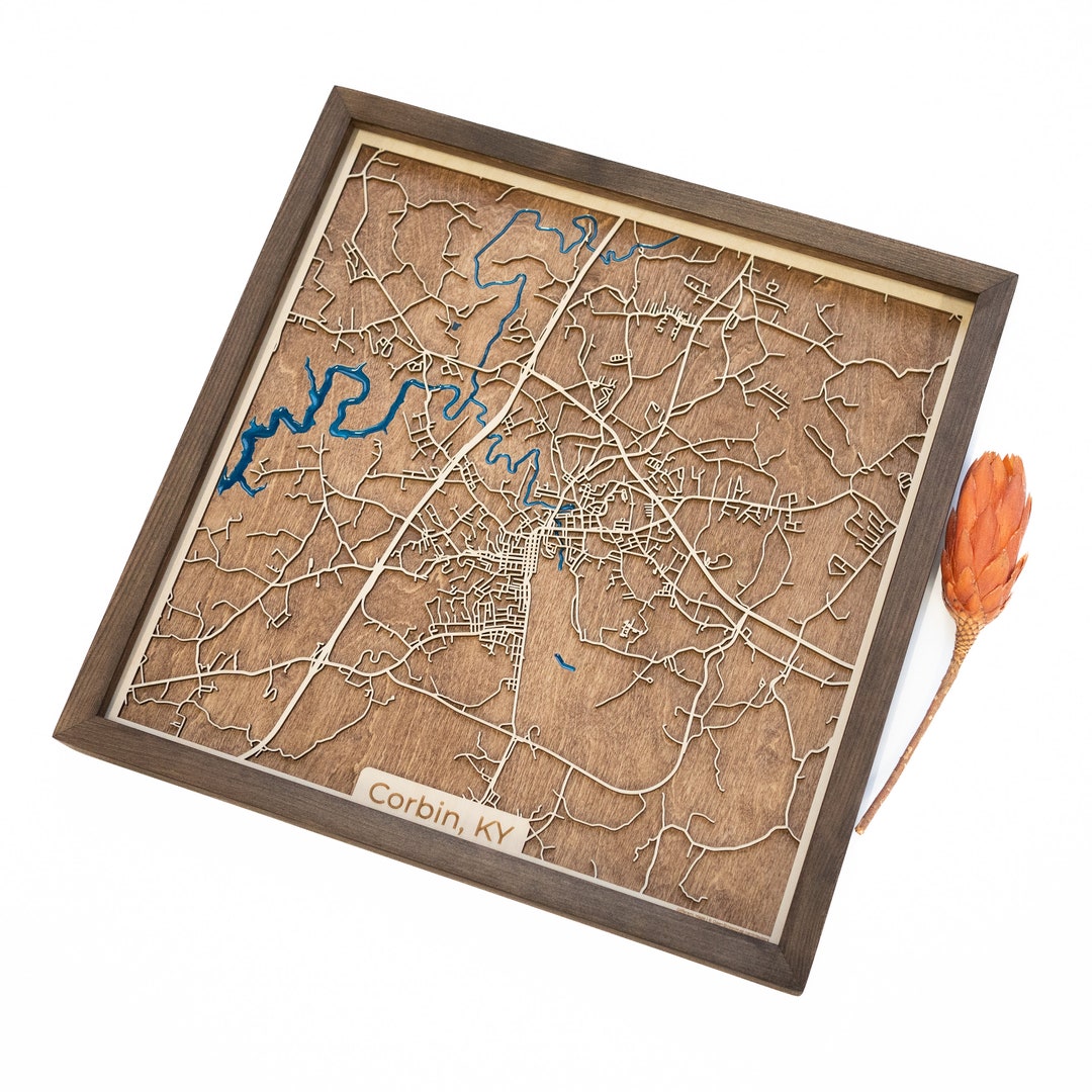 Corbin Map | Wood and Epoxy - Etsy