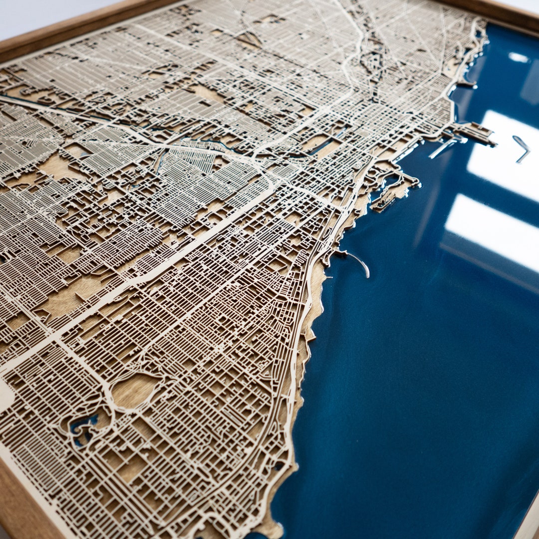 Chicago Wood Map | Wood and Epoxy - Etsy