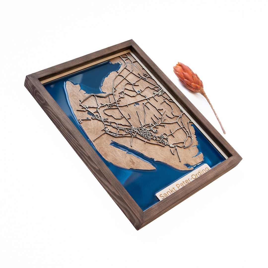 Sankt Peter-ording Map | Wood and Epoxy - Etsy