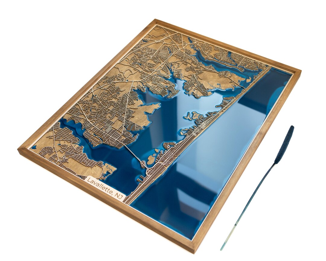 Lavallette Map | Wood and Epoxy - Etsy