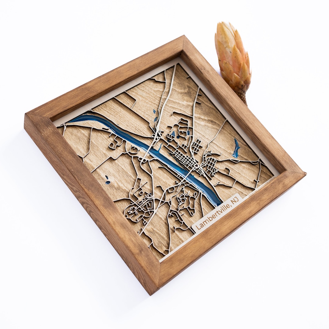Lambertville Map | Wood and Epoxy - Etsy